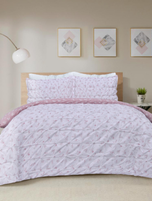 Sleepdown Printed Rouched Pleat Duvet Set Blush | Home | George at ASDA