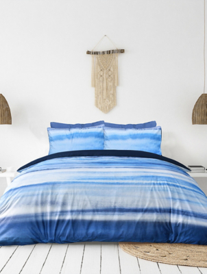 Sleepdown Ribbed Velvet Duvet Set in Blue | Home | George at ASDA