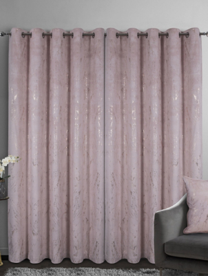 Sleepdown Marble Effect Velvet Eyelet Curtains in Blush | Home | George ...