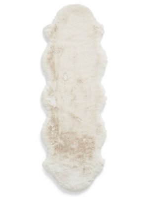 Think Rugs Ivory Teddy Luxury Super Soft Pelt Shape Runner | Home ...