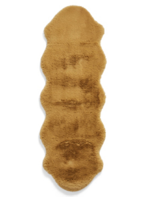 Think Rugs Mustard Teddy Luxury Super Soft Pelt Shape Runner | Home ...