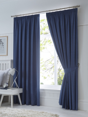Fusion Dijon Navy Blackout Pencil Pleat Curtains | Home | George at ASDA