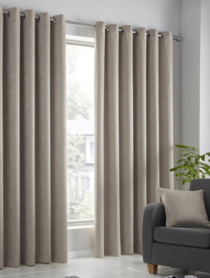 Fusion Strata Thermal Dim-Out Eyelet Curtains in Natural | Home ...