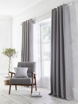 Appletree Asha Slate Grey Jacquard Eyelet Curtains | Home | George at ASDA