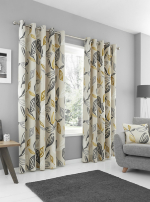 Fusion Ochre Ensley Eyelet Curtains | Home | George at ASDA