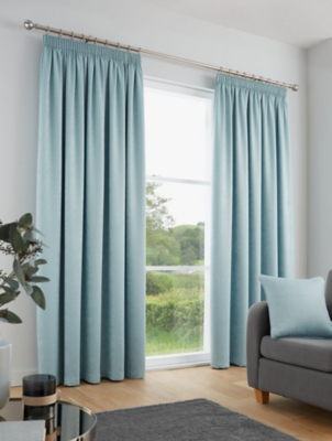 Fusion Galaxy Duck Egg Dimout Pencil Pleat Curtains | Home | George at ASDA