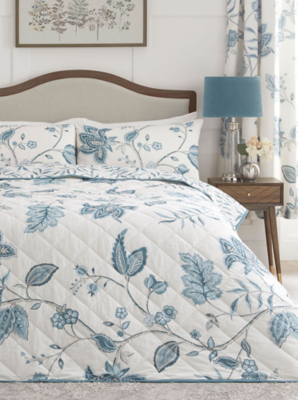 D&D Samira Floral Teal Quilted Bedspread | Home | George at ASDA