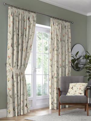 Dreams & Drapes Darnley 100% Cotton Natural Coral Pencil Pleat Curtains ...
