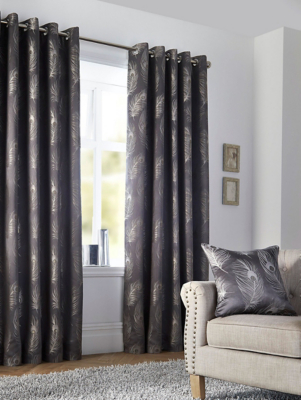 Curtina Feather Slate Grey Eyelet Curtains | Home | George at ASDA