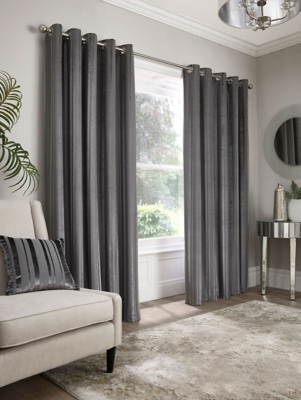 Appletree Conrad Slate Grey Velvet Jacquard Eyelet Curtains | Home ...