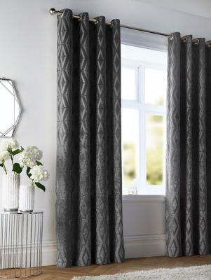 Curtina Marco Jacquard Slate Grey Eyelet Curtains | Home | George at ASDA