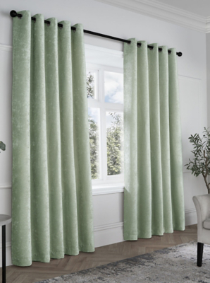 Curtina Green Textured Chenille Eyelet Curtains | Home | George at ASDA