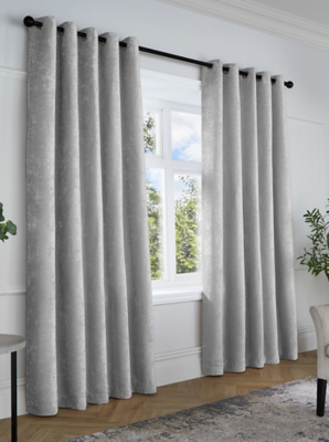 Curtina Grey Textured Chenille Eyelet Curtains | Home | George at ASDA