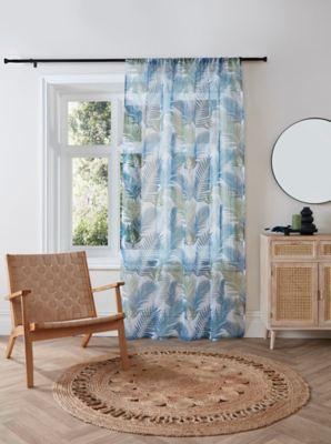 Fusion Tropical Print Voile Panel in Teal | Home | George at ASDA