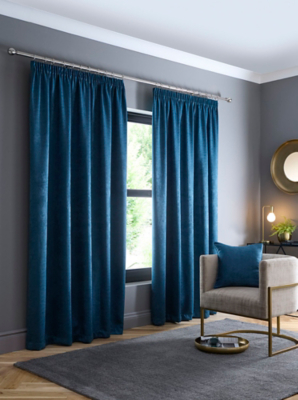 Fusion Dark Teal Galaxy Pencil Pleat Curtains | Home | George at ASDA