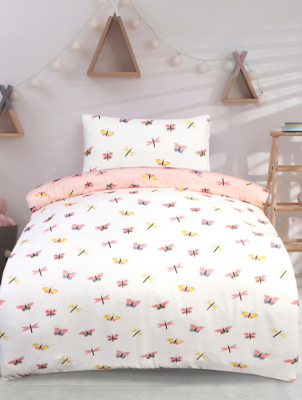 Sleepdown Cream Butterfly Reversible Single Duvet Set | Home | George ...