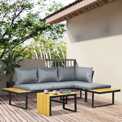Outsunny Grey 3 Piece Garden Sofa & Table | Outdoor & Garden | George ...