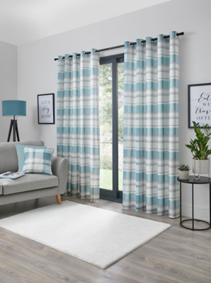 Fusion Duck Egg Balmoral Check Eyelet Curtains | Home | George at ASDA