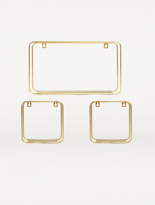 Gold Metal Shelves 3 Pack | Home | George at ASDA