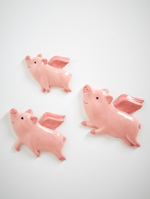Pink Flying Pig Wall Decoration - Set of 3 | Home | George at ASDA