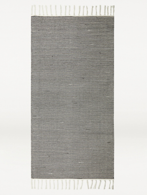 Black Stripe Cotton Rug | Home | George at ASDA