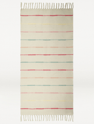 Cream Striped Tassel Rug | Home | George at ASDA