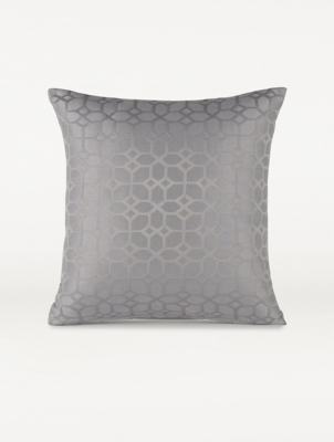 Grey Jacquard Geometric Cushion | Home | George at ASDA