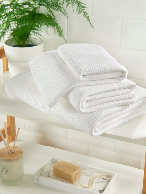 White Waffle Cotton Towel Range | Home | George at ASDA