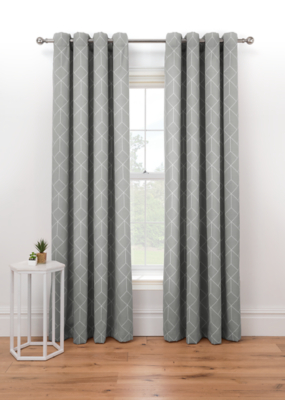 Grey Geometric Print Lined Eyelet Curtains | Home | George at ASDA