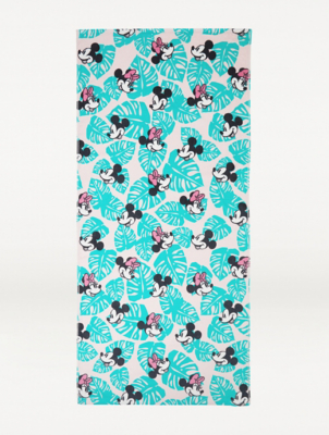 Mickey & Minnie Leaf Mint Printed Beach Towel | Home | George at ASDA