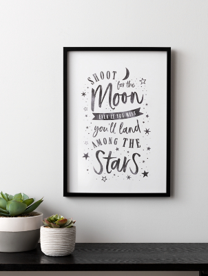 Black A3 Moon Slogan Framed Print | Home | George at ASDA