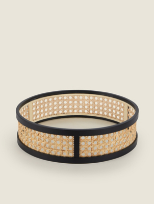 Black & Natural French Cane Round Tray | Home | George at ASDA