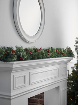 Green Cashmere Mixed Garland | Christmas | George at ASDA