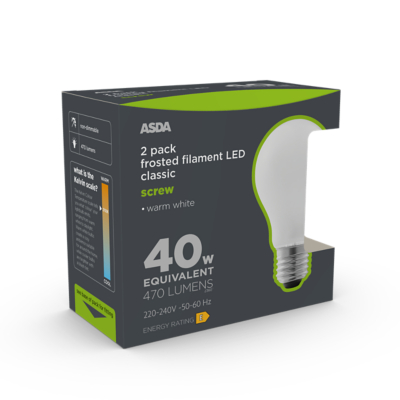 LED Filament Classic 40W Large Screw Coated Lightbulb | Home | George ...