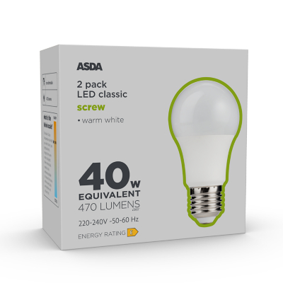 LED Filament 40W Large Screw Lightbulb | Home | George at ASDA