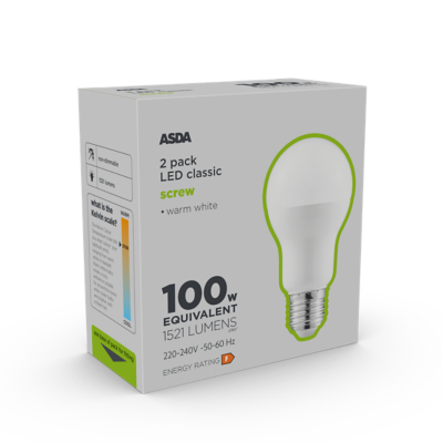 LED Classic 100W Large Screw Lightbulb | Home | George at ASDA
