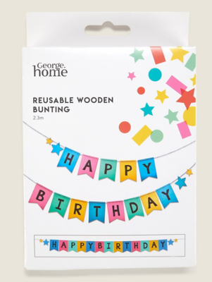 Reusable Wooden Birthday Party Garland | Toys & Character | George at ASDA