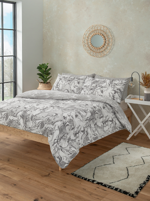 Grey Smoky Marble Reversible Duvet Cover Set | Home | George at ASDA