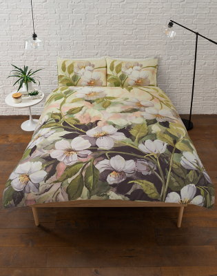 Green Oil Painted Floral Reversible Duvet Cover Set | Home | George at ASDA