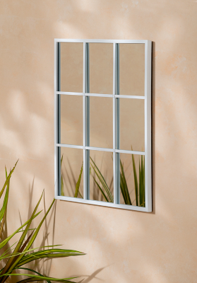 White Rectangle Window Pane Hanging Garden Mirror | Outdoor & Garden ...