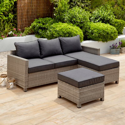 Jakarta Charcoal Garden Chaise and Footstool Set | Outdoor & Garden ...