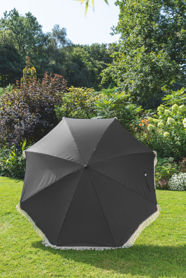 Boho Parasol 2M Black with Cream Tassles | Outdoor & Garden | George at ...