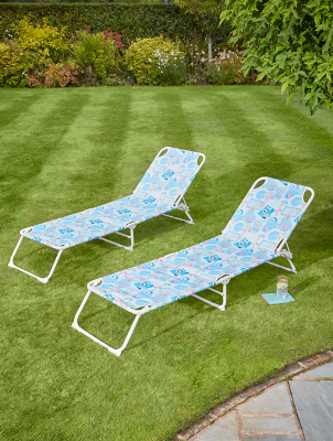 Blue Pool Print Sun Lounger - Set of 2 | Outdoor & Garden | George at ASDA