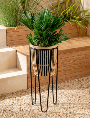 Brown Rattan Planter with Metal Stand | Outdoor & Garden | George at ASDA