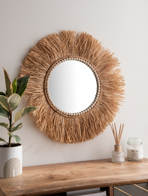 Natural Large Raffia Mirror | Home | George at ASDA