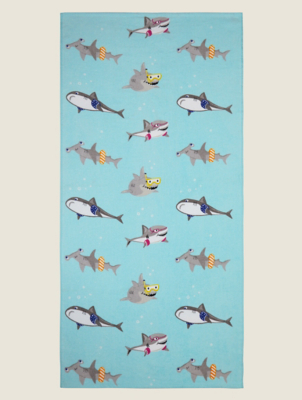 Blue Shark Printed Beach Towel | Home | George at ASDA