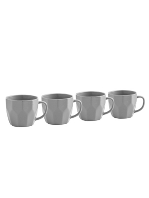 Grey Matte Faceted Mug - Set of 4 | Home | George at ASDA