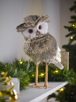 Gold-Tone Christmas Owl Table Ornament | Christmas | George at ASDA
