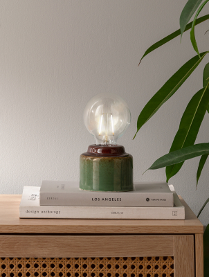 Green Reactive Glaze Portable Battery Lamp | Home | George at ASDA