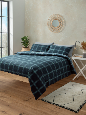 Serenity Dark Check Reversible Duvet Set | Home | George at ASDA